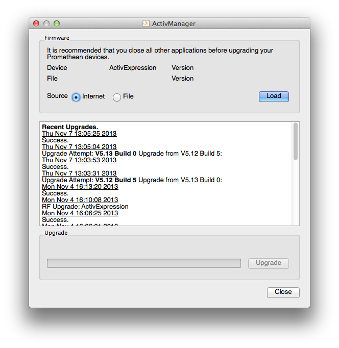 ActivExpression firmware upgrade information