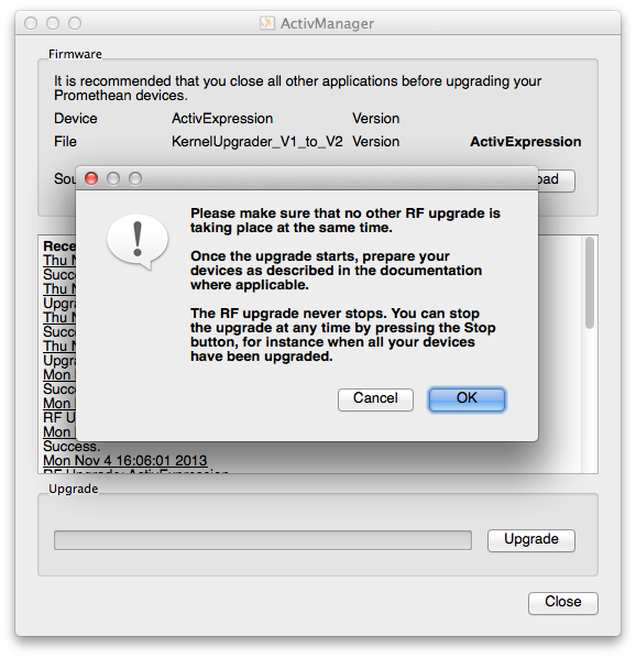ActivExpression firmware upgrade information