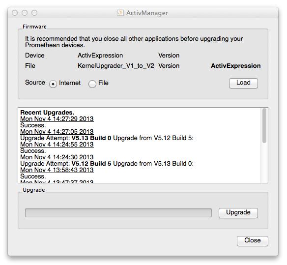 ActivExpression firmware upgrade information