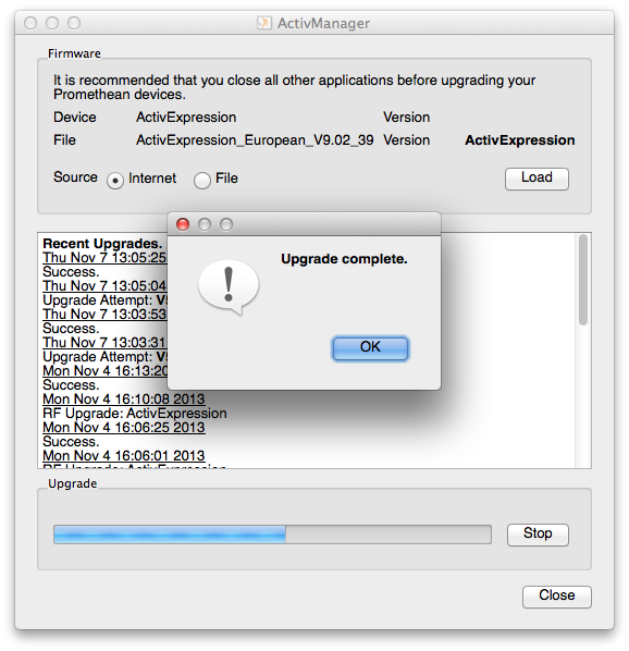 ActivExpression firmware upgrade information