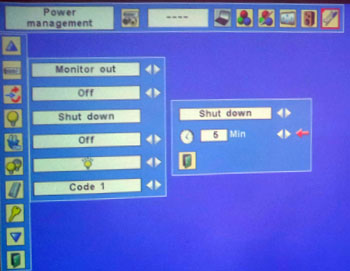 How do I access my projector power management features?
