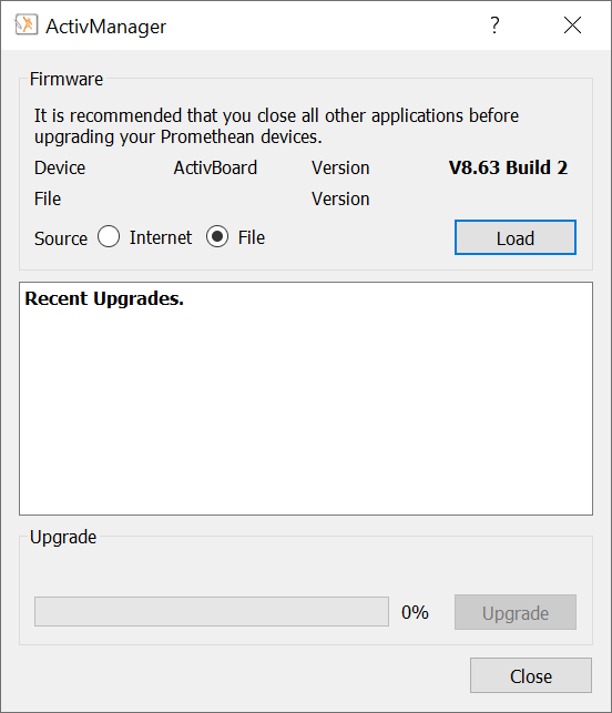 ActivBoard 500 series firmware upgrade