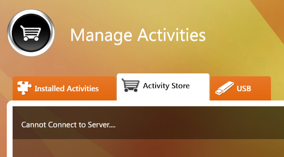 Unable to connect to Activity Store
