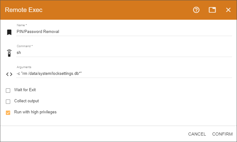 Resetting a PIN or password via Radix VISO
