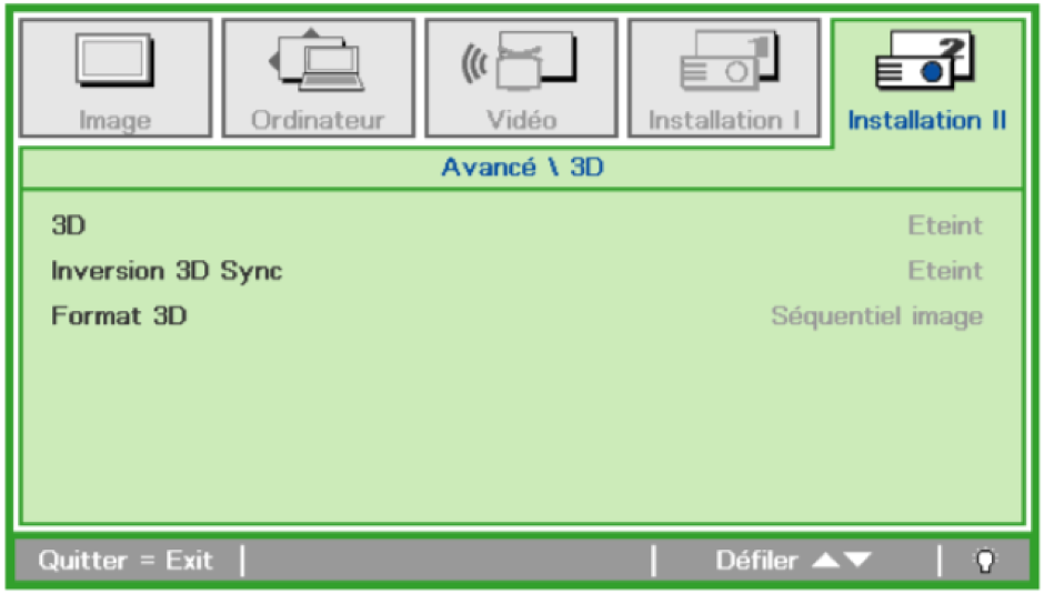 Configuration des vidéoprojecteurs PRM-45 et UST pour utiliser la 3D