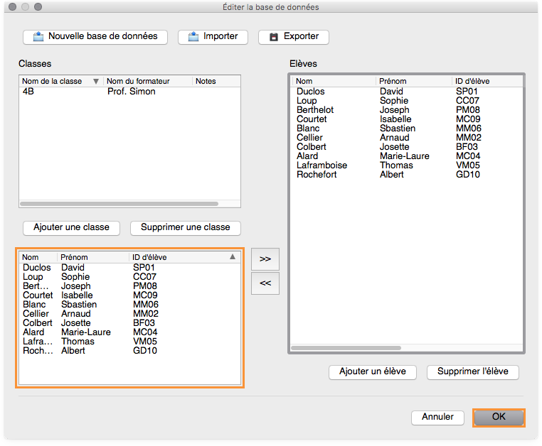 Comment créer une base de données d'élèves