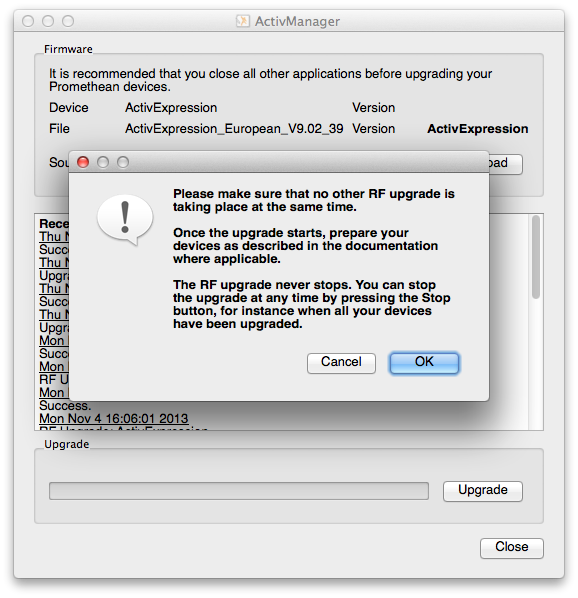 Информация об обновлении микропрограмм для ActivExpression