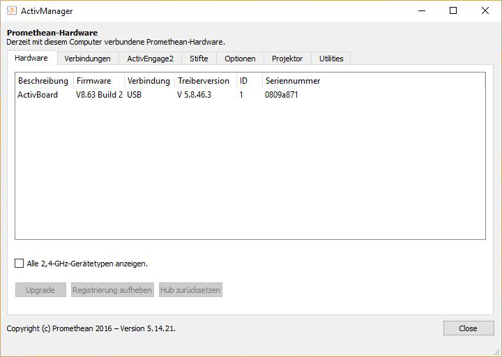 Wie kann ich die Touch-Funktion in ActivManager deaktivieren?