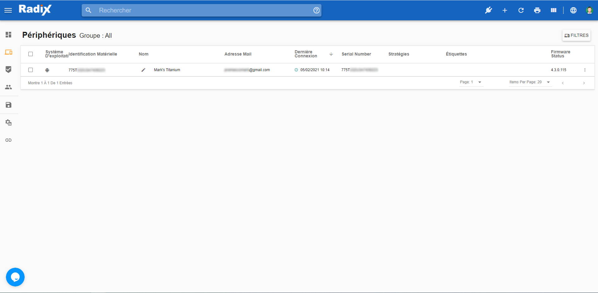 Radix VISO - Vue d'ensemble de la console Périphériques