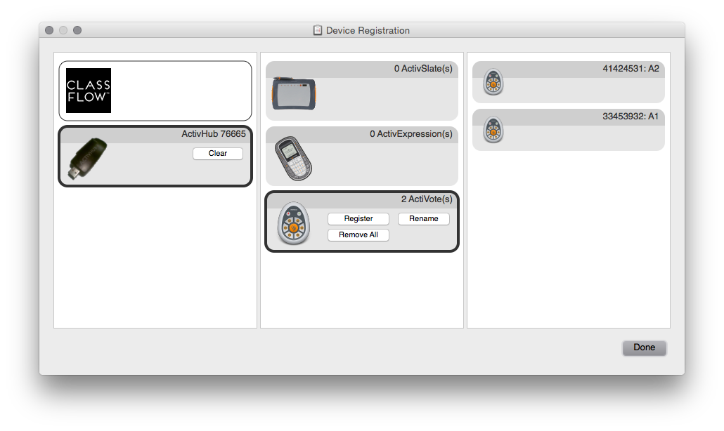 How do I register ActiVote devices in ActivInspire?