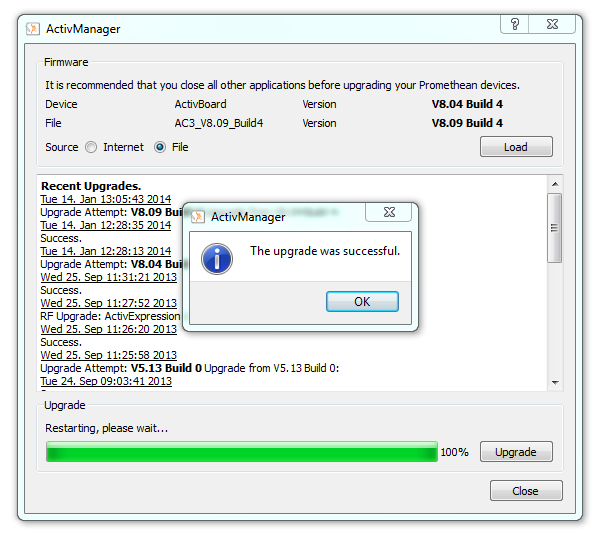 ActivBoard 100 and 300 series firmware upgrade instructions