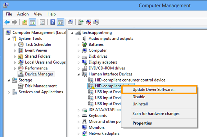 How do I update the device driver on Windows?