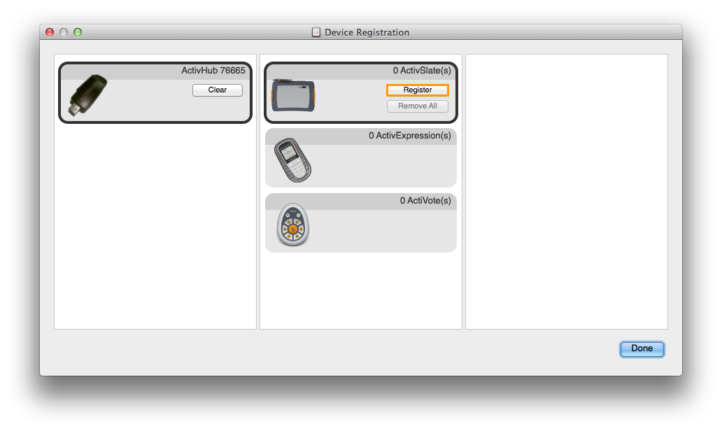 Registering the ActivSlate in ActivInspire