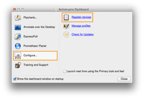 How do I register ActivExpression devices in ActivInspire?