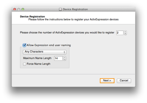How do I register ActivExpression devices in ActivInspire?