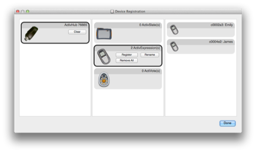How do I register ActivExpression devices in ActivInspire?