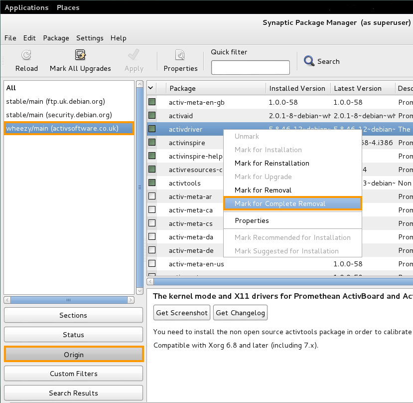 Uninstalling the ActivDriver