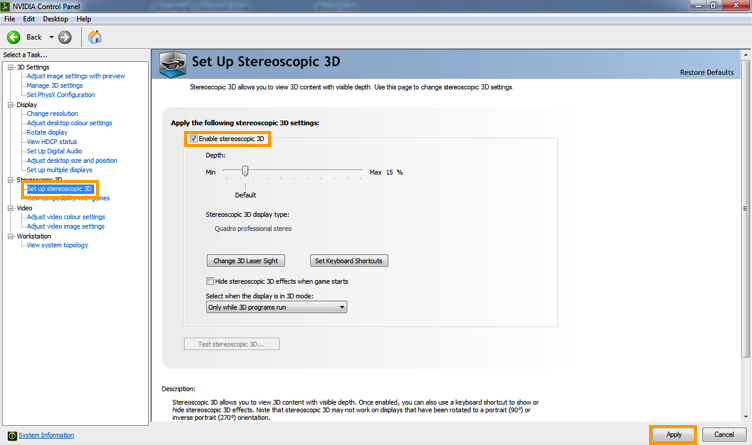 Enabling 3D on a computer for use with PRM-32, PRM-35 and EST-P1