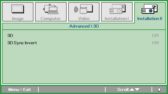 Configuring PRM-32, PRM-35 and EST-P1 projectors for 3D use
