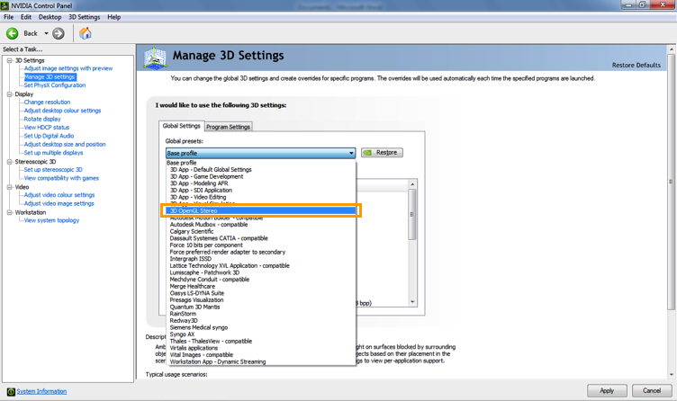 Enabling 3D on a computer for use with PRM-45 and UST