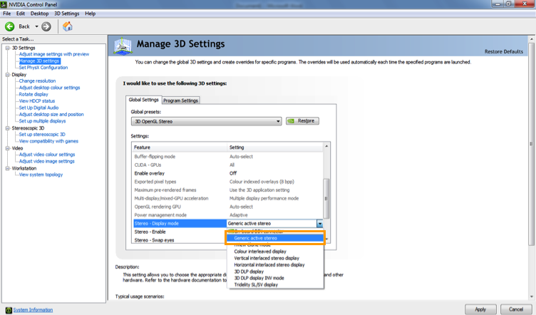 Enabling 3D on a computer for use with PRM-45 and UST