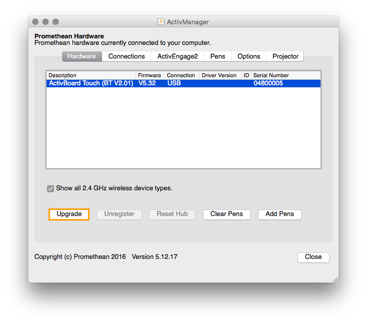 ActivBoard Touch firmware upgrade instructions