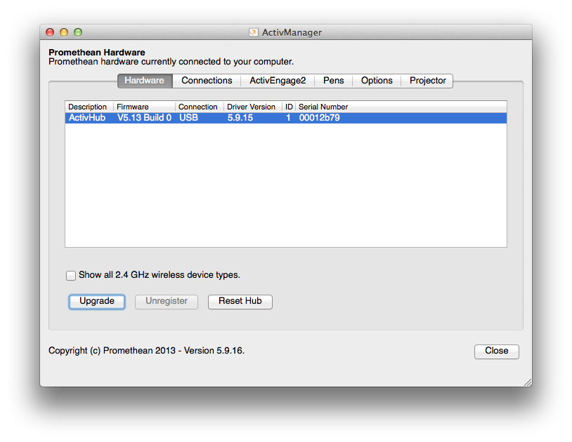 ActivHub firmware upgrade instructions