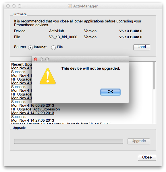 ActivHub firmware upgrade instructions
