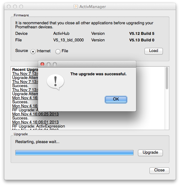 ActivHub firmware upgrade instructions