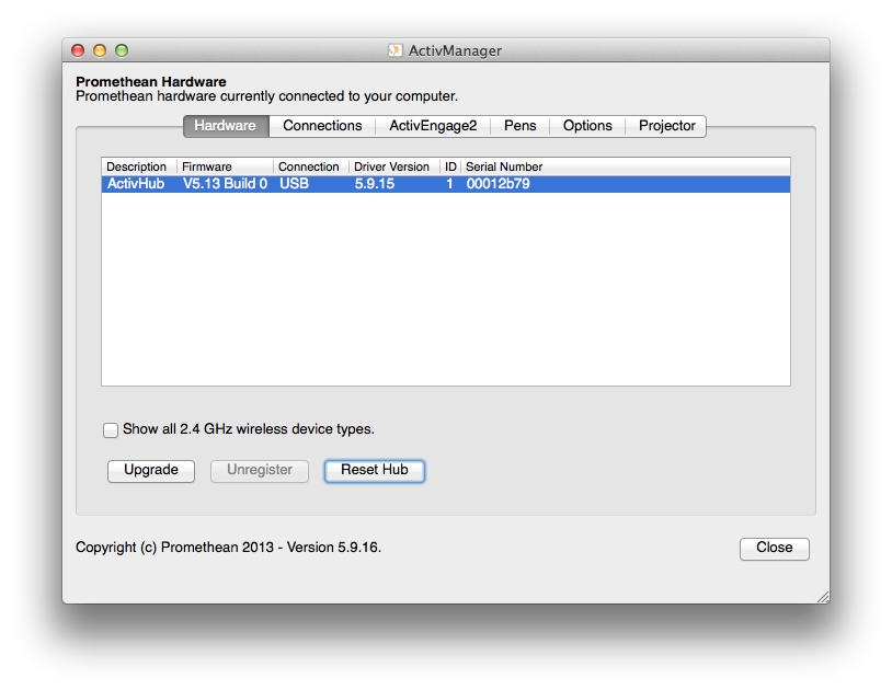 ActivHub firmware upgrade instructions