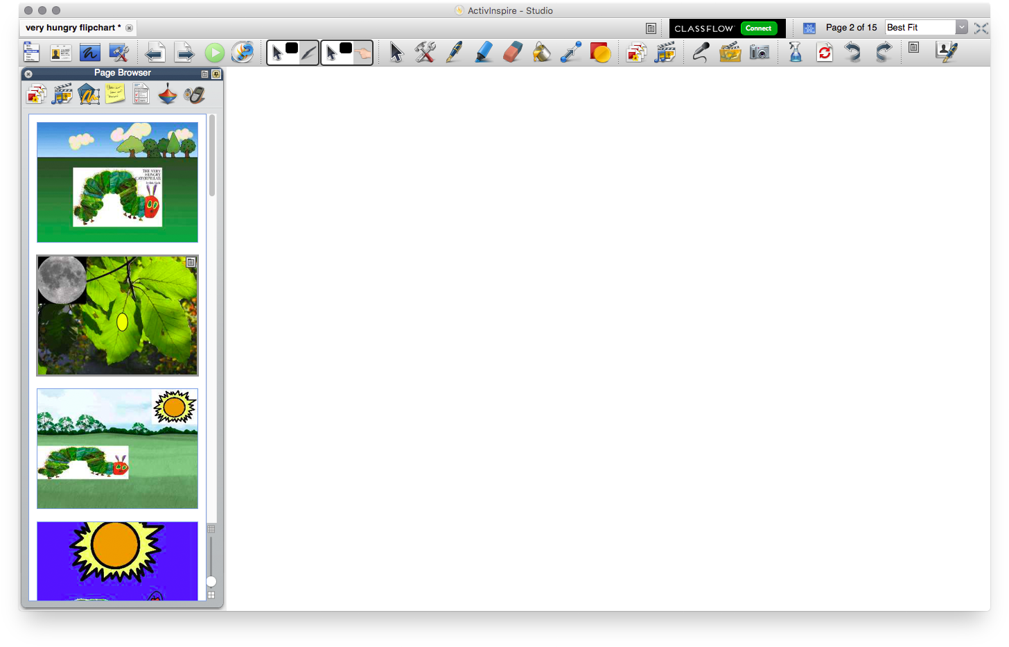 ActivInspire Flipcharts open with blank pages
