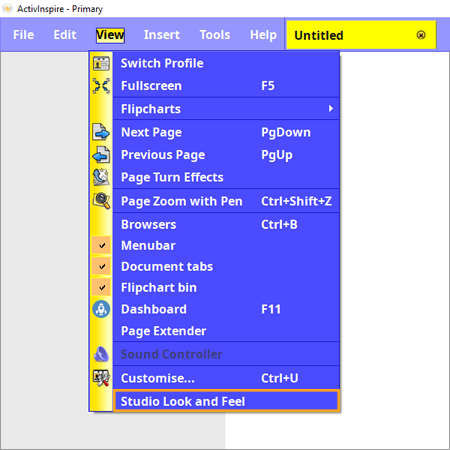 How do I switch between the Studio and Primary styles in ActivInspire?