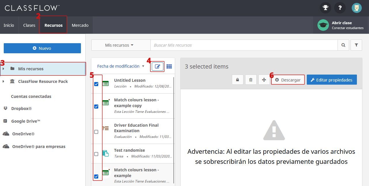 Cómo exportar o descargar recursos de ClassFlow e importarlos en Explain Everything
