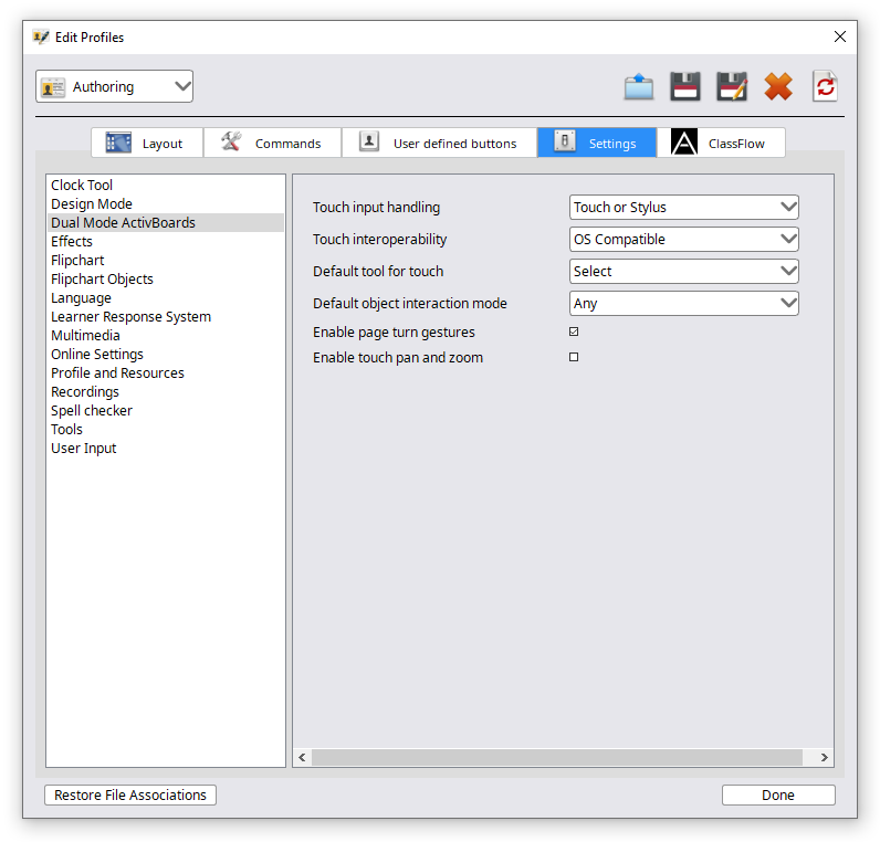 Which ActivInspire settings should I use for my multi-touch display?