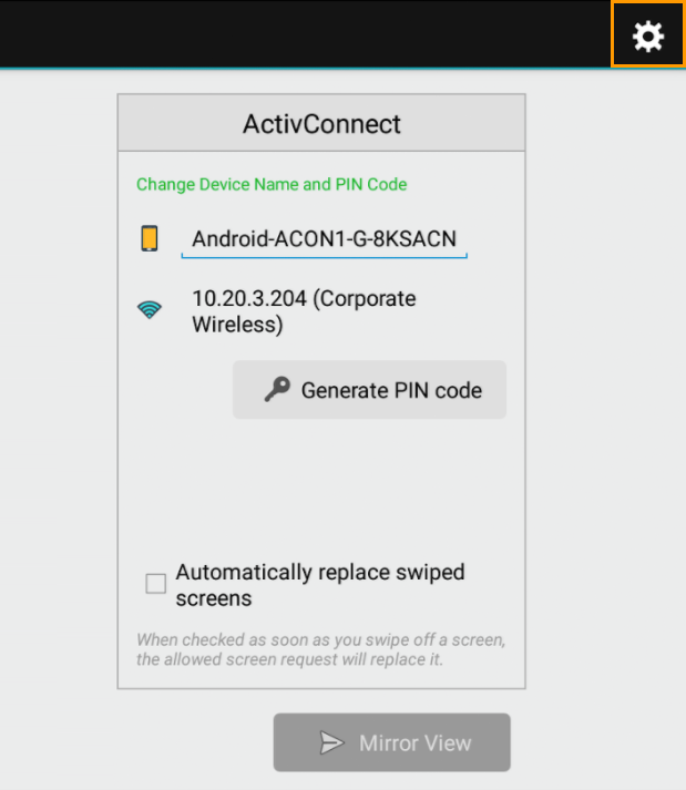 How do I remove the PIN on the Mirroring Status Screen in ActivCast?