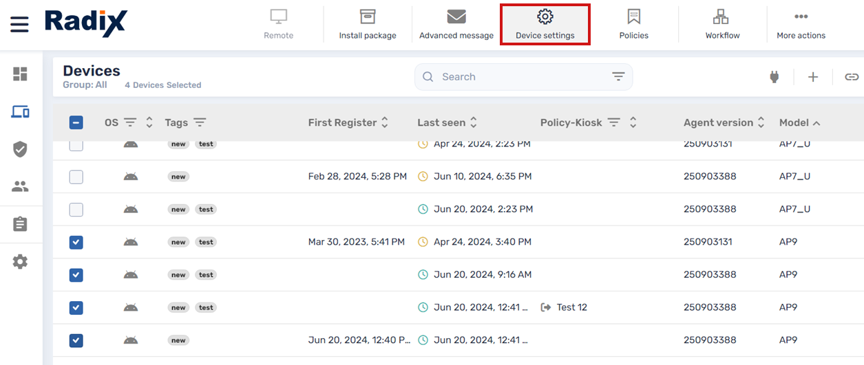 Resetting a PIN or password via Radix VISO