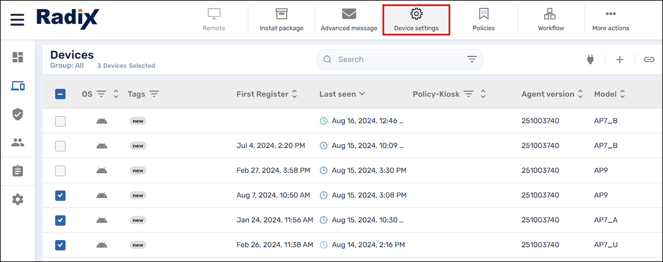 Resetting a PIN or password via Radix VISO