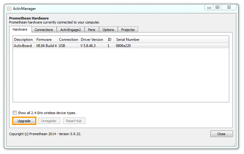 ActivBoard 100 and 300 series firmware upgrade instructions