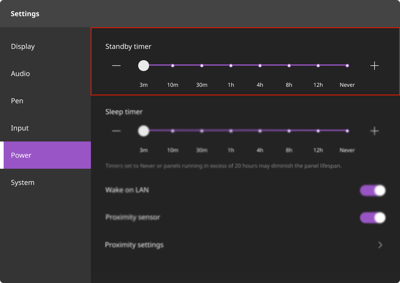 How do I change the standby and sleep settings on my ActivPanel?