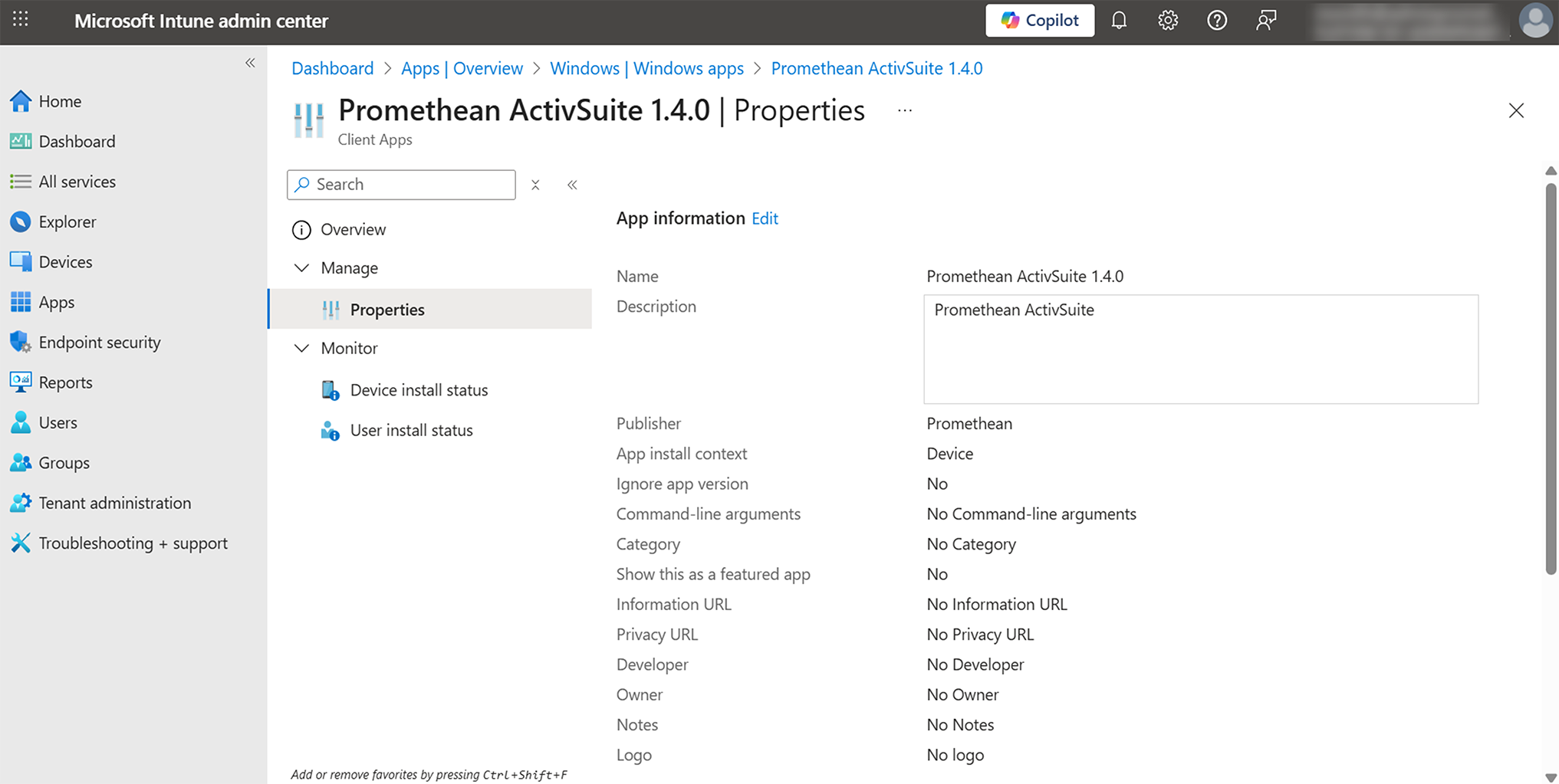 How to deploy Promethean ActivSuite to a set of Users with Intune