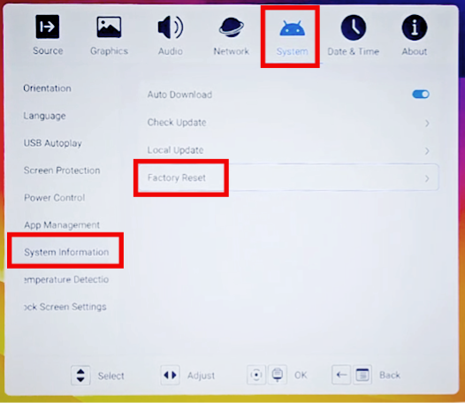 How do I factory reset the ActivPanel D-Series?