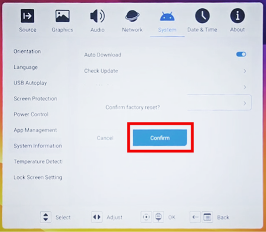 How do I factory reset the ActivPanel D-Series?